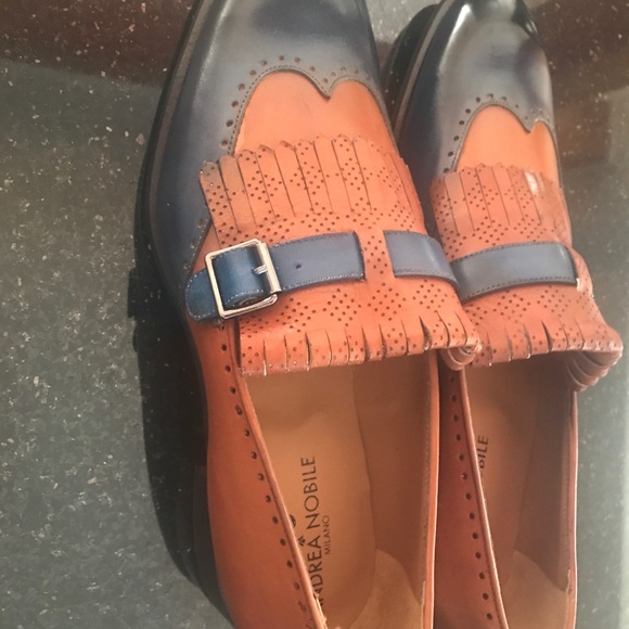 Shoes | Brown And Blue Wingtip Slip On With Fringed Buckle | Poshmark